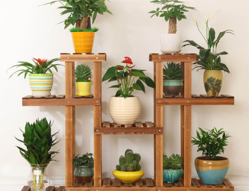 Fashion multi-layer stable wooden flower shelf Small Space Herb Garden ...