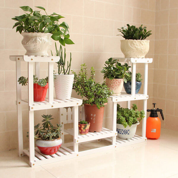 Fashion multi-layer stable wooden flower shelf Small Space Herb Garden ...