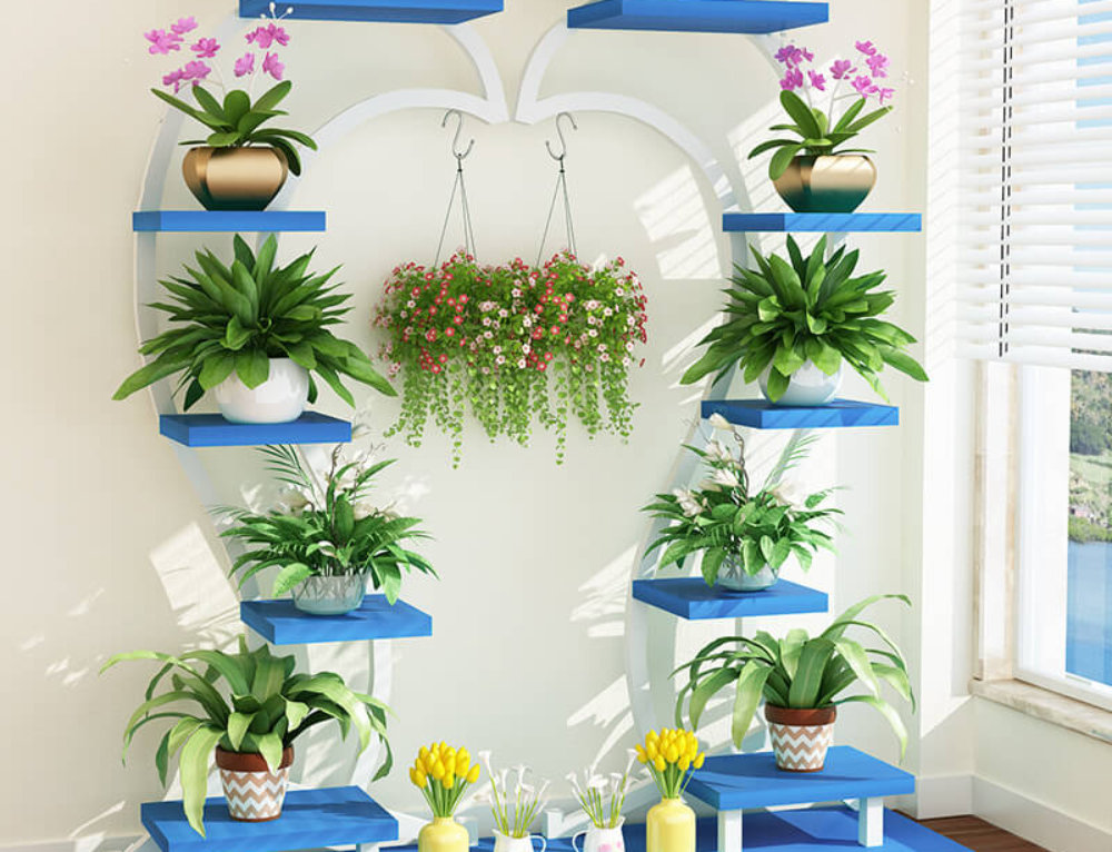 Fashion multi-layer stable wooden flower shelf Small Space Herb Garden ...