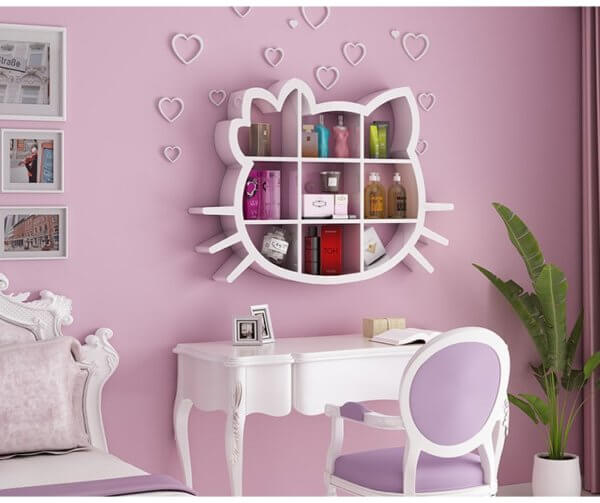 Hello Kitty Wall Shelf Kitty Shaped Decor Shelf For Kids Room CS029 ...